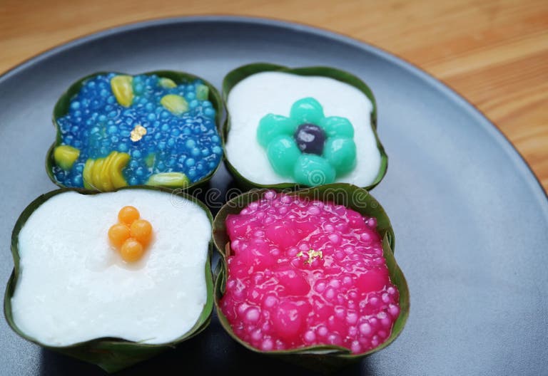 Thai Coconut Pudding with Two Layers Called Khanom Tako in Traditional ...