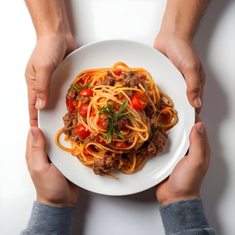 A Delectable Top Down View of Two Hands Skillfully Stock Image - Image ...