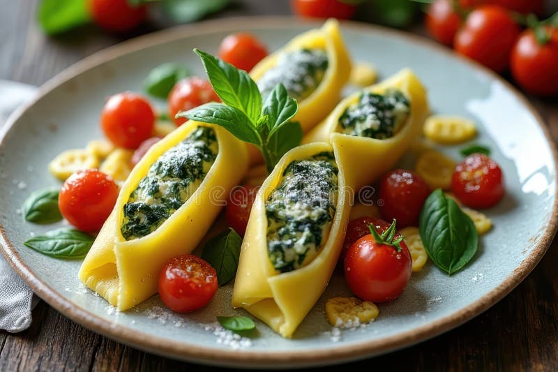 Delectable Tortellini Pasta Dish with Ricotta and Spinach Stock Image ...
