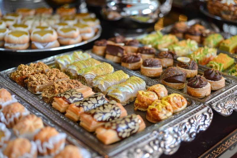 Assorted Gourmet Pastries on Display Stock Photo - Image of food ...