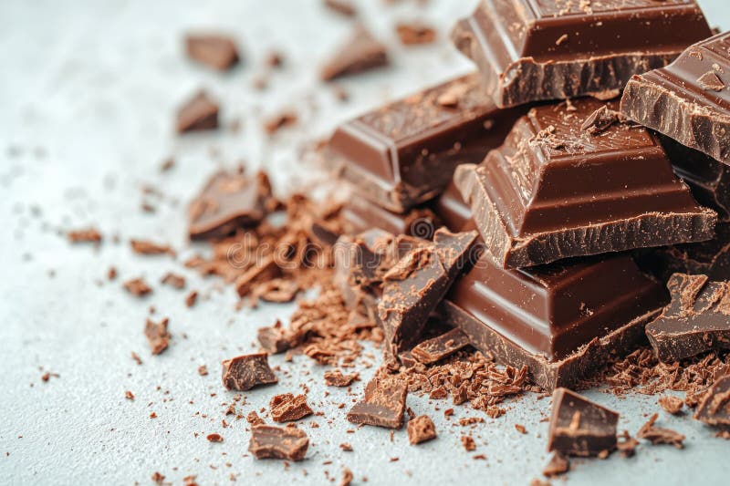 A Delectable View of Chocolate Pieces on a Clean White Background ...