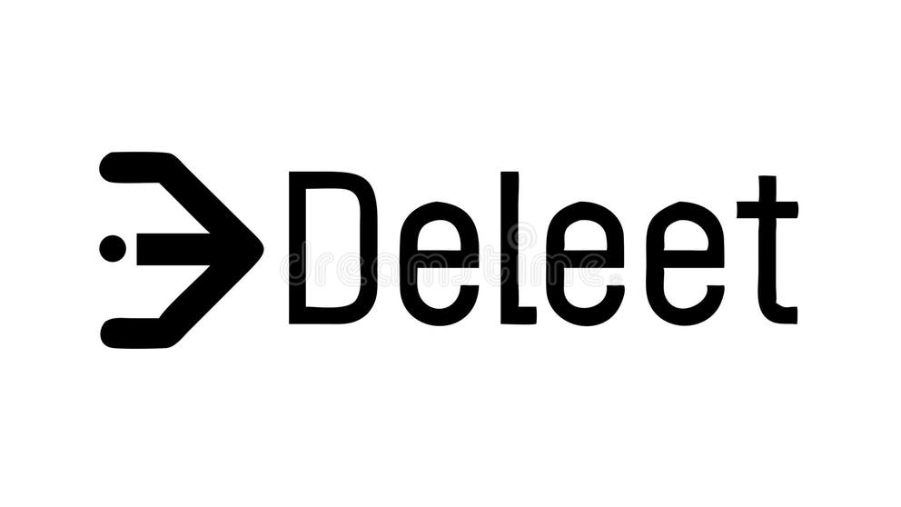 Deleet Text with Arrow: Delete Action and Data Removal, Vector Design ...