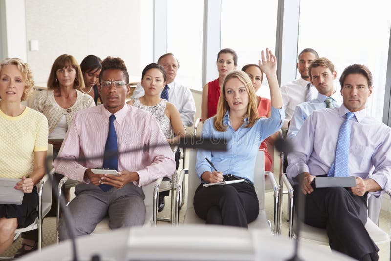 Delegate Asking Question at Business Conference Stock Image - Image of ...
