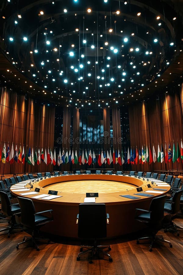 International Meeting of Representatives at a Round Table in a Large ...