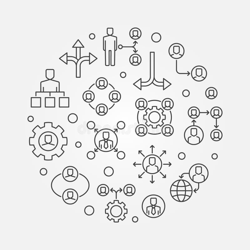 Delegating Round Vector Illustration in Thin Line Style Stock Vector ... Delegating Round Vector Illustration in Thin Line Style Stock Vector ...