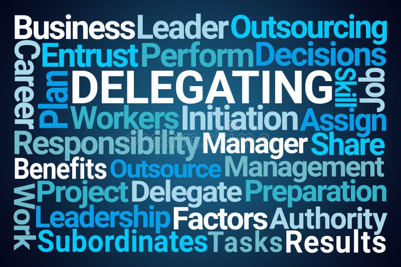 Delegating Word Cloud stock illustration. Illustration of initiation ...