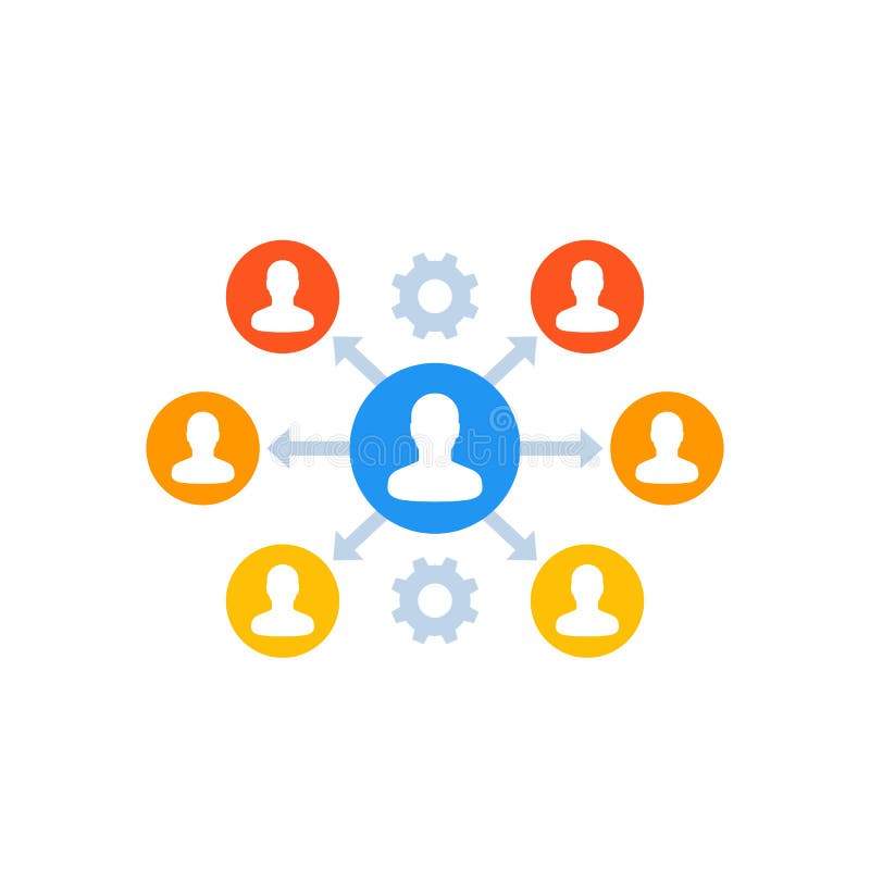Delegation, Management Icon on White Stock Vector - Illustration of ...