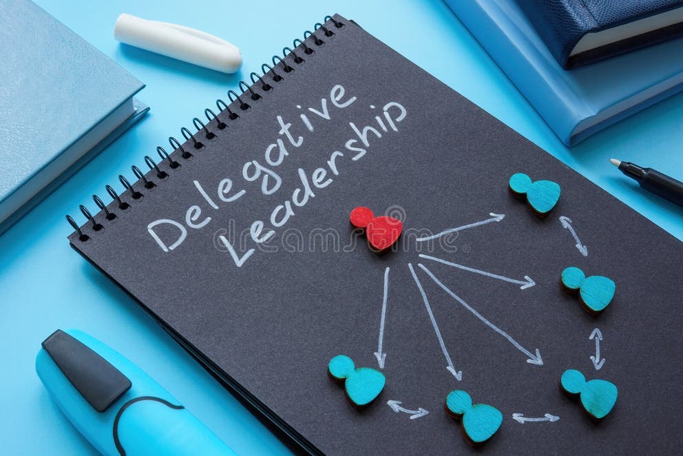 Delegative Leadership Sign and Figurines on the Page. Stock Photo ...
