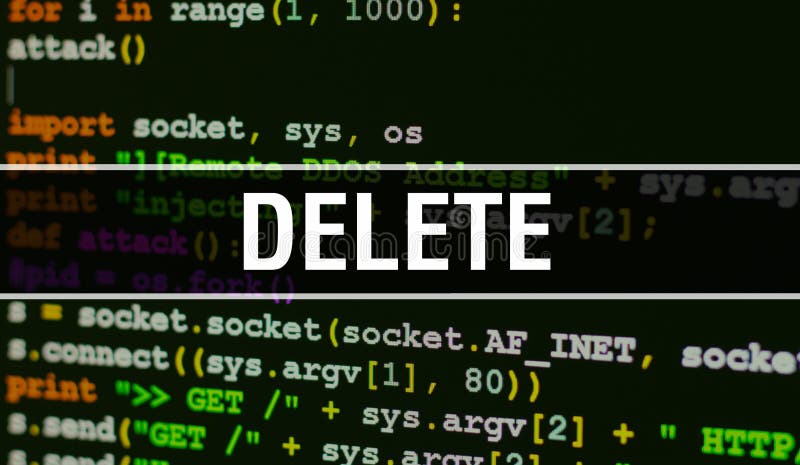 DELETE With Abstract Technology Binary Code Background.Digital Binary ...