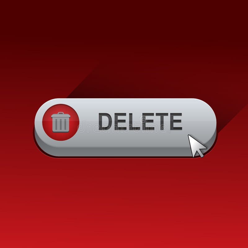 Delete Button and Cursor Clicks. Trash Can. Vector Stock Illustration ...