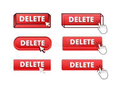 Delete Button with Pointer Clicking. Delete Web Buttons Set. User ...
