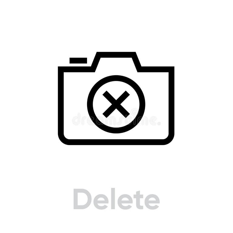 Delete Camera Icon. Editable Vector Outline Stock Vector - Illustration ...