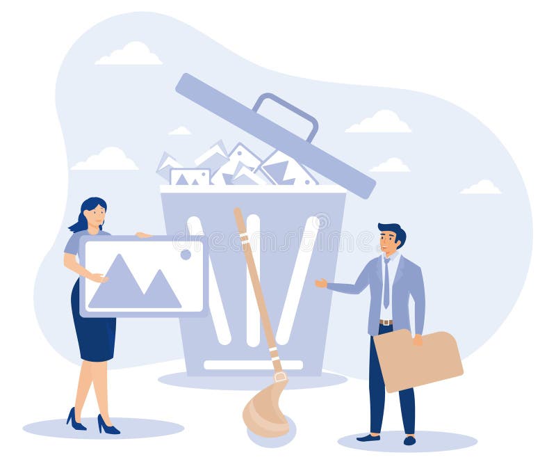 Delete Concept. Tiny People Deleting Data Stock Vector - Illustration ...