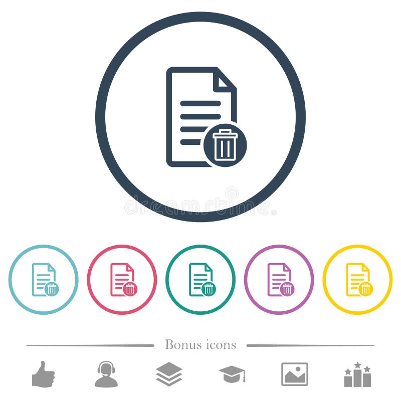 Delete Document Flat Color Icons in Round Outlines Stock Vector ...