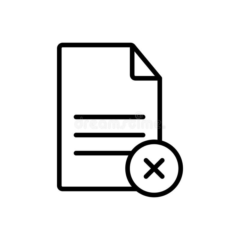 Delete Document Icon Set. Remove or Cancel Invali Computer File Vector Symbol. Reject or Decline ...