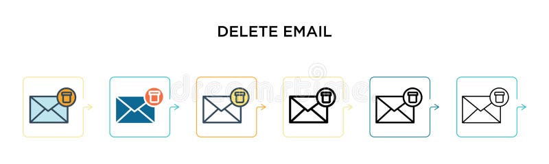 Delete Email Vector Icon in 6 Different Modern Styles. Black, Two ...