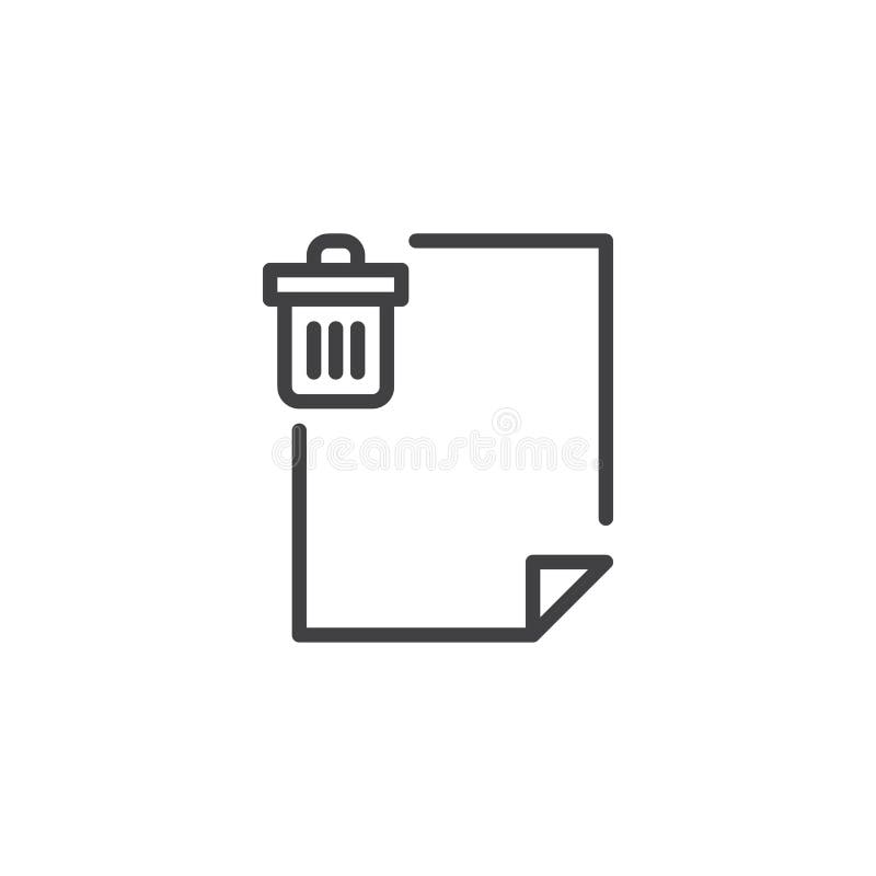 Delete File Document Outline Icon Stock Vector - Illustration of delete ...