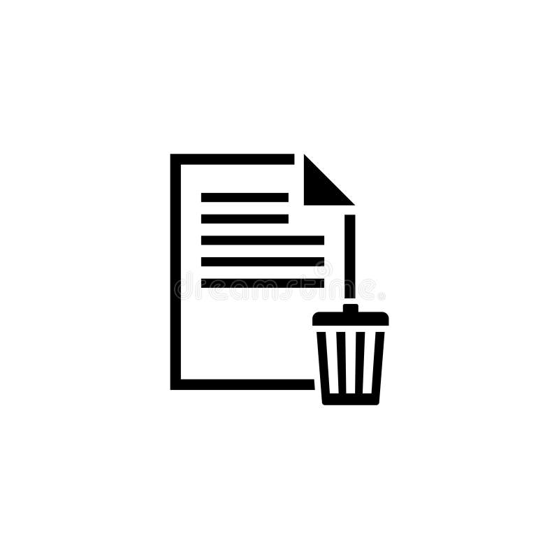 Delete File, Trash Paper Document Vector Icon Stock Illustration ...