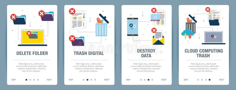 Delete Folder, Destroy Data and Trash Digital Stock Vector - Illustration of organize, office ...