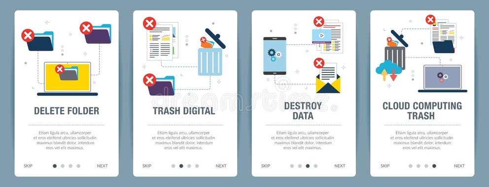 Delete Folder, Destroy Data and Trash Digital Stock Vector ...