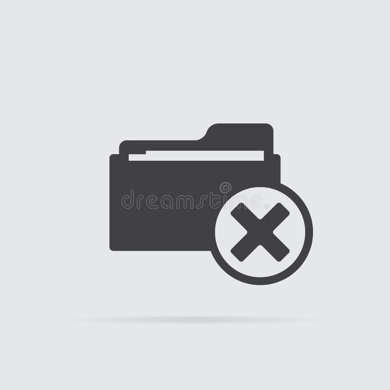 Delete Folder Icon in Flat Style Isolated on Grey Background Stock ...