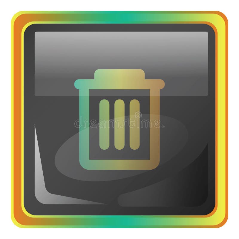 Delete Grey Square Vector Icon Illustration with Yellow and Green ...