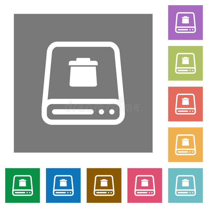Delete from Hard Disk Square Flat Icons Stock Vector - Illustration of ...