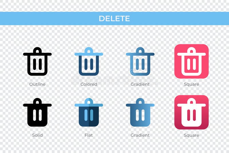 Delete Icon in Different Style. Delete Vector Icons Designed in Outline ...