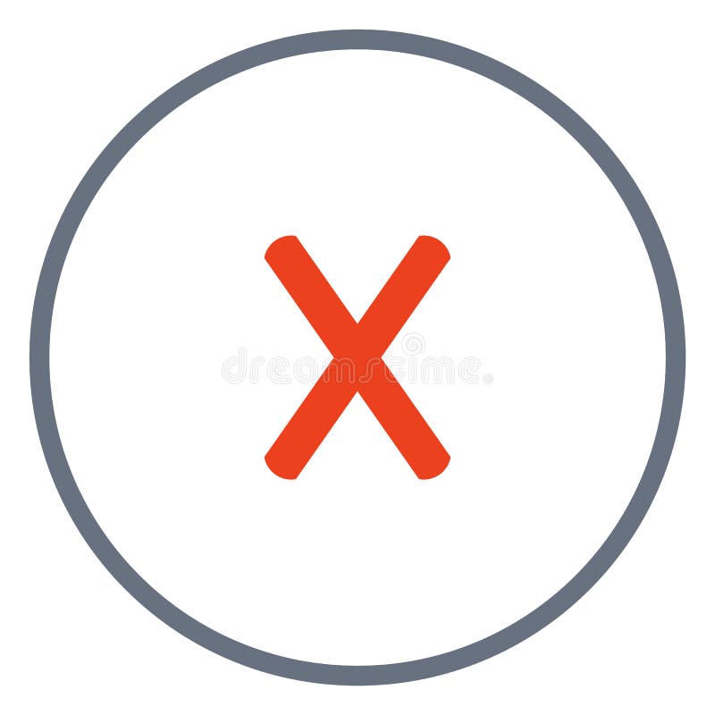 Grey Circle with Red X Symbol Stock Illustration - Illustration of ...