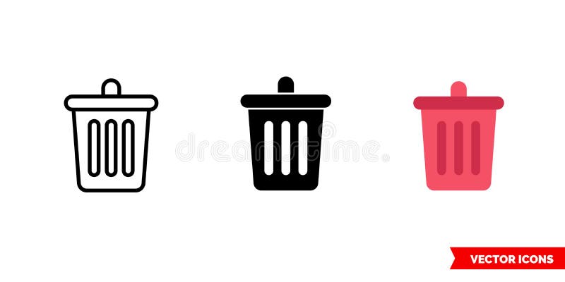 Delete Icon of 3 Types Color, Black and White, Outline. Isolated Vector ...