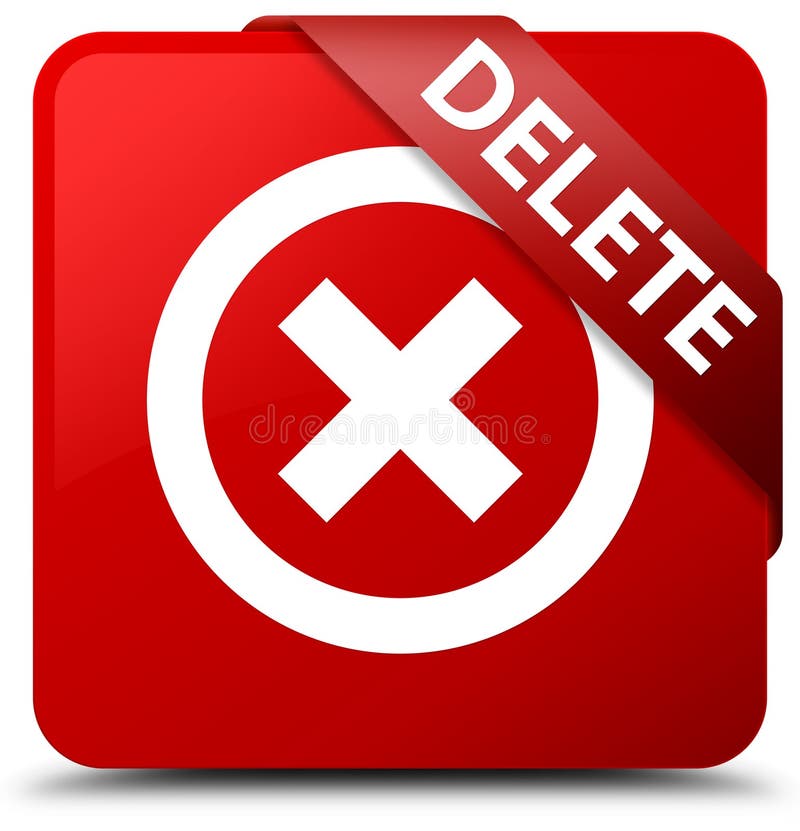 Delete Red Square Button Red Ribbon in Corner Stock Illustration ...