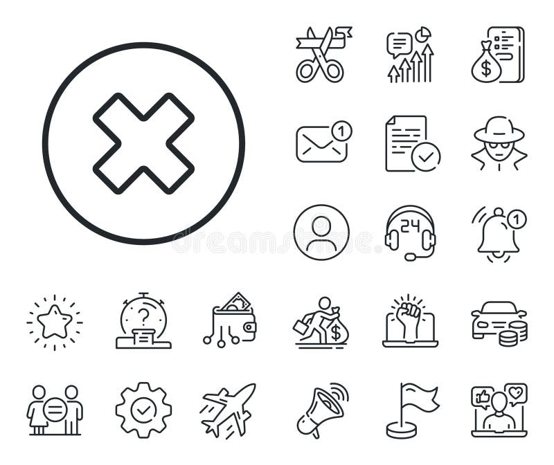 Delete Line Icon. Remove Sign. Salaryman, Gender Equality and Alert ... Delete Line Icon. Remove Sign. Salaryman, Gender Equality and Alert ...