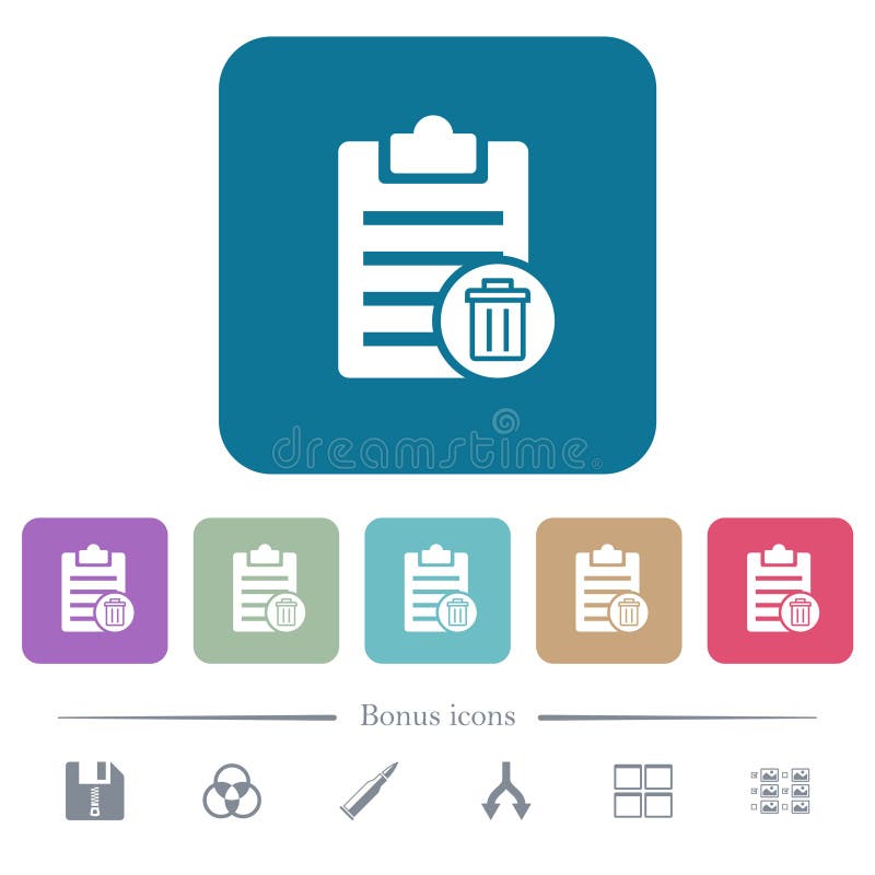 Delete Note Flat Icons on Color Rounded Square Backgrounds Stock Vector ...