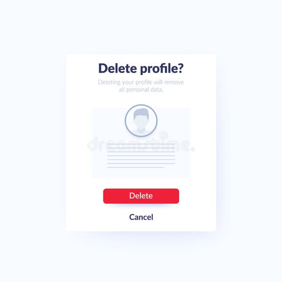 Delete Profile, Account Form, Vector Ui Design Stock Vector ...