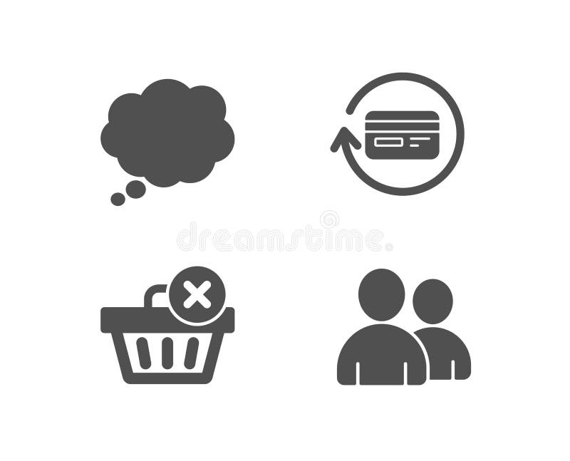 Delete Purchase, Comic Message and Refund Commission Icons. Users Sign ...
