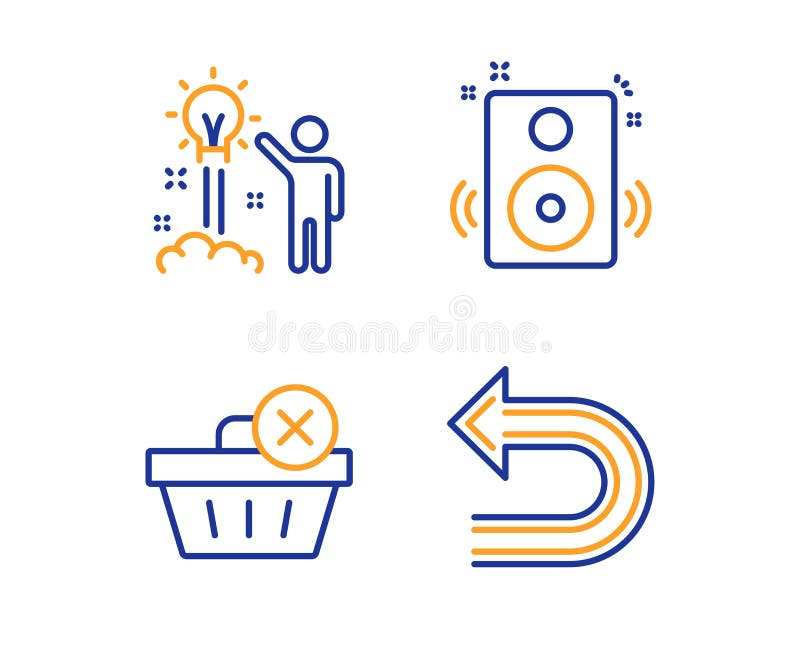 Delete Purchase, Creative Idea and Speakers Icons Set. Undo Sign ...