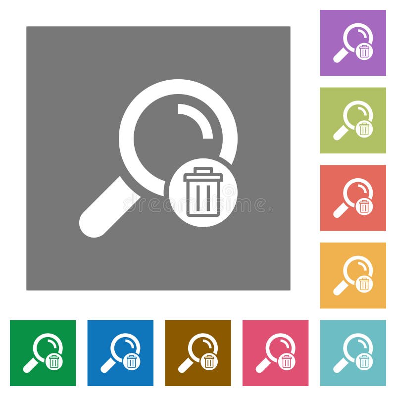 Delete Search Square Flat Icons Stock Illustration - Illustration of ...