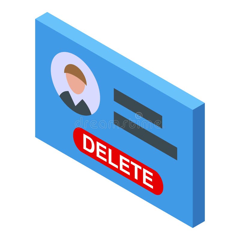 Delete User Card Icon, Isometric Style Stock Vector - Illustration of ...