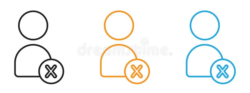 Delete User Icon Thin Line Illustration Set Stock Vector - Illustration ...