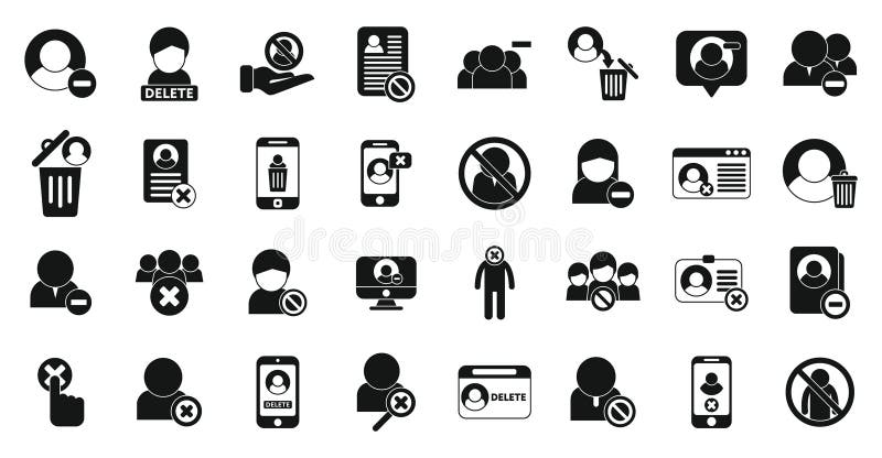 Delete User Icons Set Simple Vector. Access Avatar Stock Vector ...