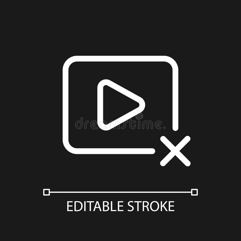 Delete Video Pixel Perfect White Linear Ui Icon for Dark Theme Stock ...
