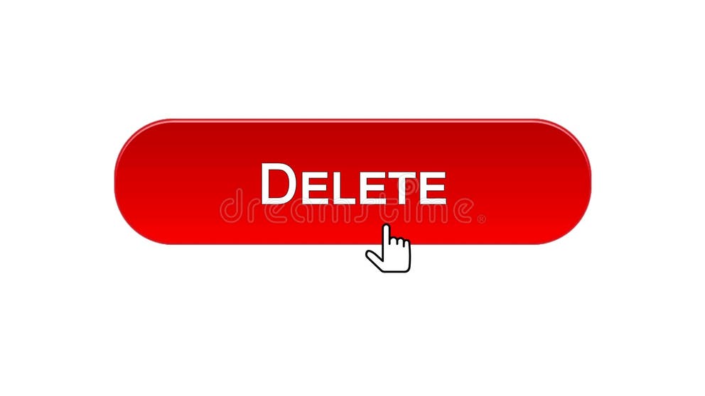 Delete Web Interface Button Clicked with Mouse Cursor, Red Color ...