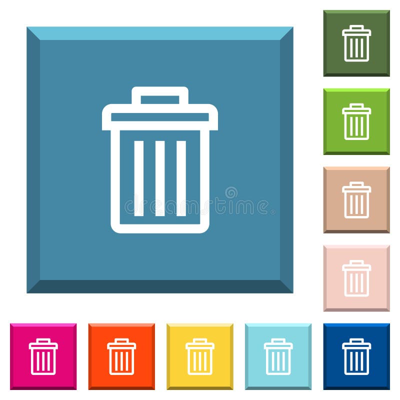 Delete White Icons on Edged Square Buttons Stock Illustration ...