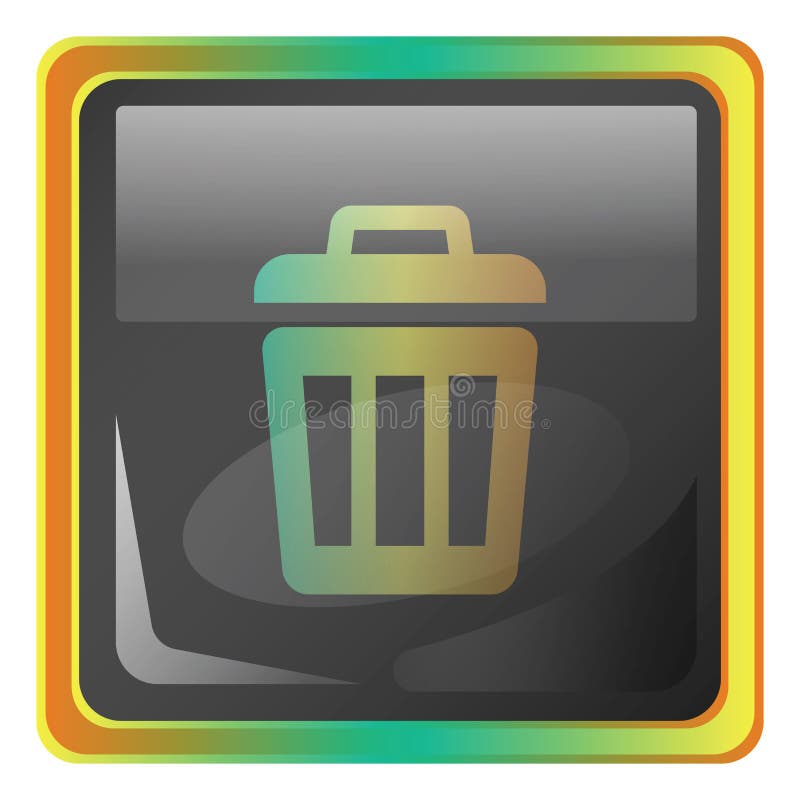 Deleted Files Grey Square Vector Icon Illustration with Yellow and ...