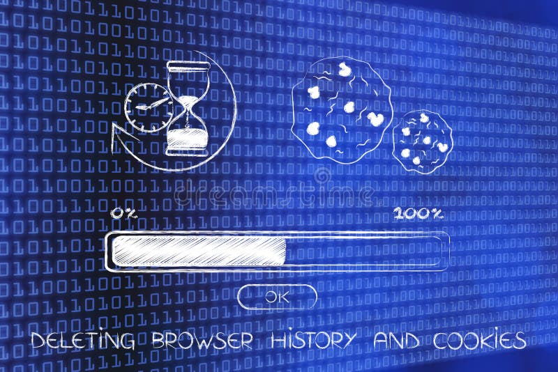 Deleting Browser History with Hourglass, Cookie and Progress Bar Stock ...