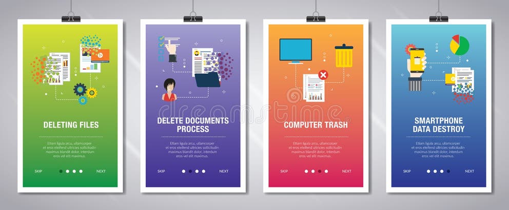 Deleting Data Files and Documents Stock Vector - Illustration of laptop, paperwork: 162018203