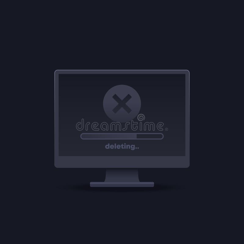 Deleting Files Vector Illustration Stock Vector - Illustration of dark ...