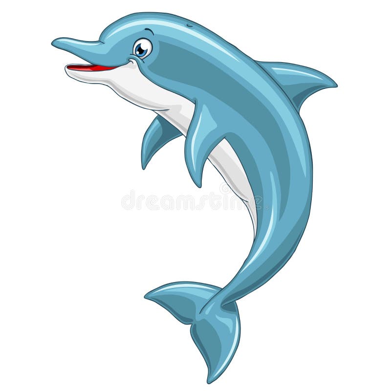 Delfín Lindo Alegre En El Fondo Blanco Stock de ilustración ...