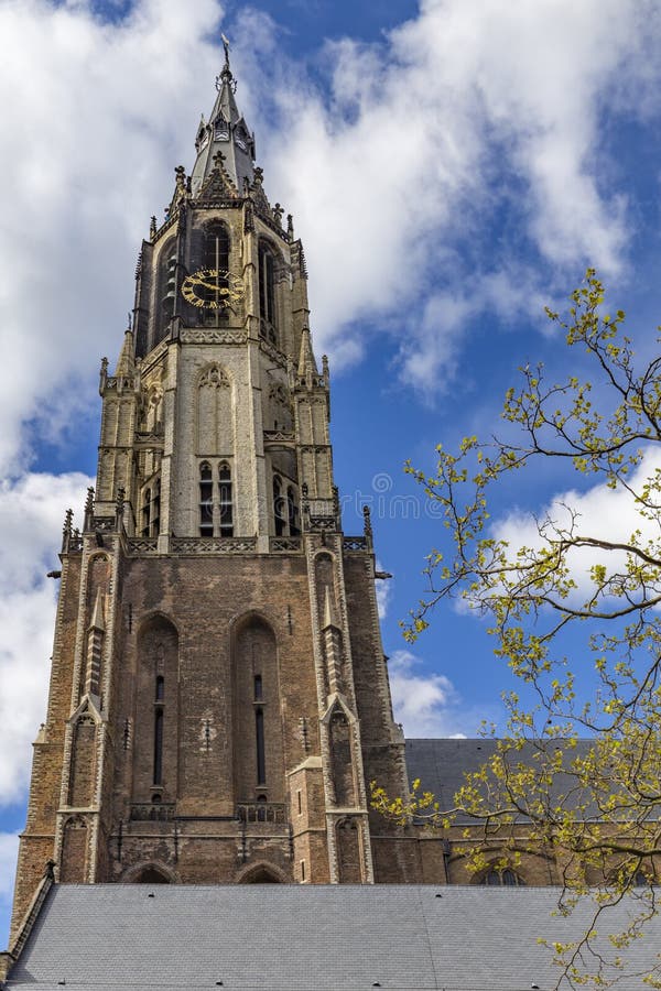 Delft Church, Holland stock image. Image of trees, houses - 17670221