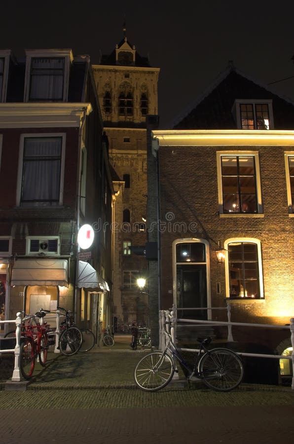 Delft city centre by night stock image. Image of urban - 3692831